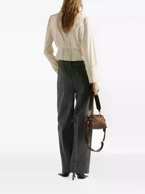 Prada Silk Marocain Shirt With Jewelled Scarf