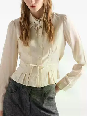 Prada Silk Marocain Shirt With Jewelled Scarf