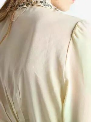 Prada Silk Marocain Shirt With Jewelled Scarf