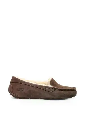 UGG Ansley Suede Shearling Trim Slippers - Brown