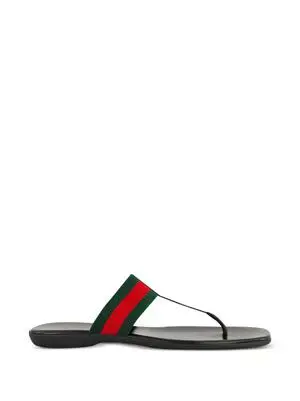 Gucci Web Stripe Thong Sandals - Green