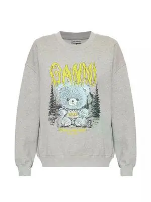 GANNI Relaxed Fit Organic Cotton Sweatshirt With Forest Teddy Print