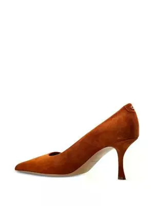 FERRAGAMO Suede Pointed Toe Stiletto Pumps - Brown