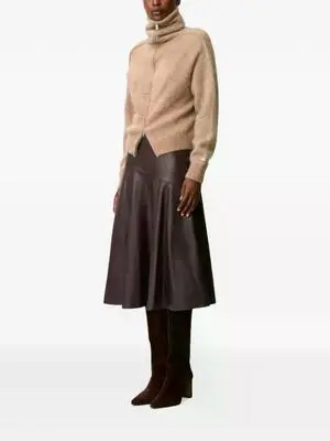 Claudie Pierlot Brushed-effect Knit Funnel Neck Cardigan