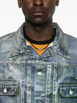 Junya Watanabe Paint-splatter Distressed Denim Jacket
