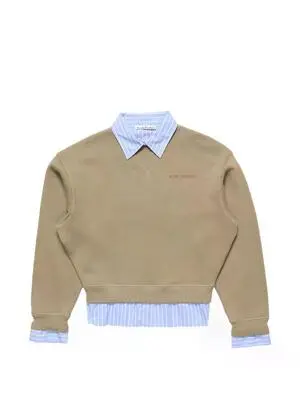 Acne Studios Layered Cotton Fleece Sweatshirt With Embroidered Logo