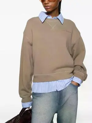 Acne Studios Layered Cotton Fleece Sweatshirt With Embroidered Logo