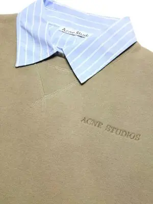 Acne Studios Layered Cotton Fleece Sweatshirt With Embroidered Logo