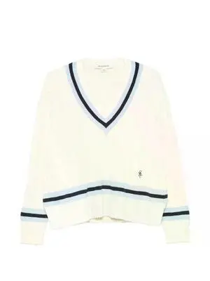 Sporty & Rich Cable Knit V-neck Sweater - Neutrals