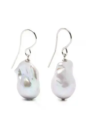 JIL SANDER Grainy Pearl Drop Earrings - Silver
