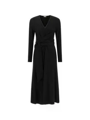 Brunello Cucinelli Monili Wrap-style Midi Dress