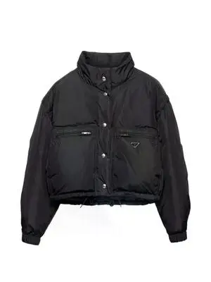 Prada Re-nylon Cropped Down Jacket With Stowaway Hood