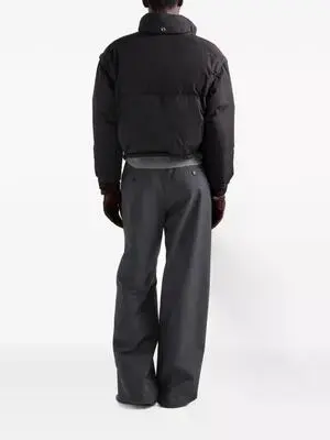 Prada Re-nylon Cropped Down Jacket With Stowaway Hood