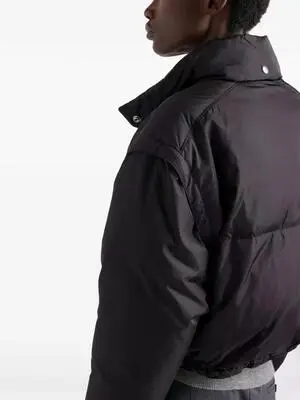 Prada Re-nylon Cropped Down Jacket With Stowaway Hood