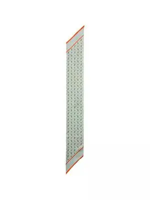 Prada Printed Silk Twill Skinny Scarf - Green