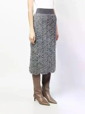 Brunello Cucinelli Ash Sequin-embellished Midi Skirt