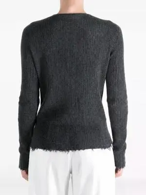 UMA WANG Ribbed Knit Distressed Henley