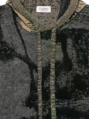 LANEUS Abstract-pattern Knitted Hoodie