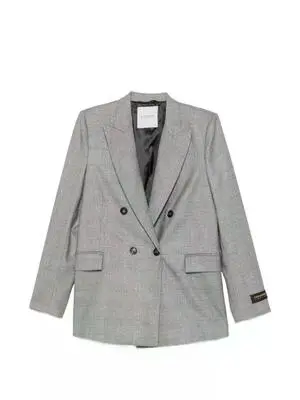 ERMANNO FIRENZE Prince Of Wales Check Double-breasted Blazer - Grey