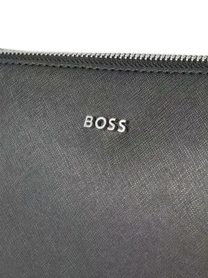 BOSS Logo-plaque Leather Clutch Bag