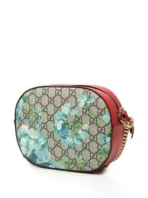 Gucci Gg Supreme Blooms Chain Crossbody Bag - Red