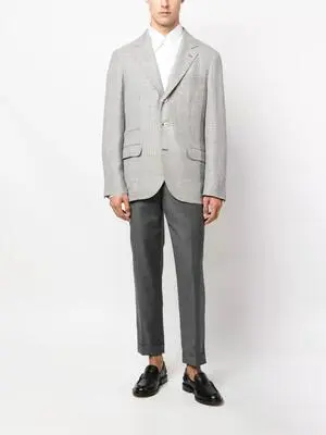 Brunello Cucinelli Checked Single-breasted Blazer - Grey