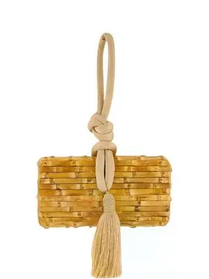 Glorinha Paranagua Tanit Bamboo Clutch Bag - Neutrals