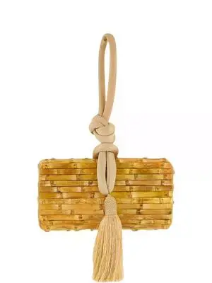 Glorinha Paranagua Tanit Bamboo Clutch Bag - Neutrals