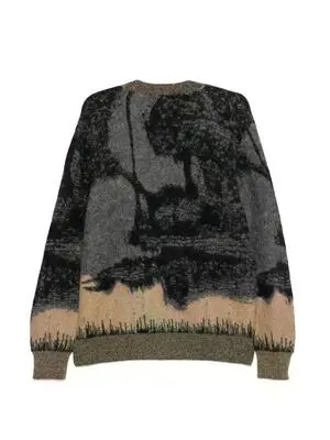 LANEUS Intarsia-knit Button-up Cardigan
