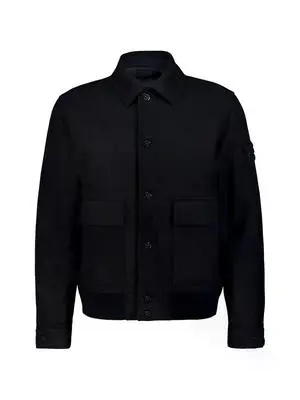 Stone Island Wool Jacket With Logo Patch