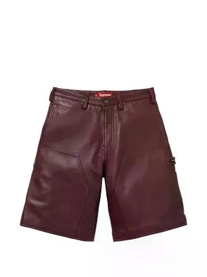 Supreme Double Knee Leather Painter Shorts - Red