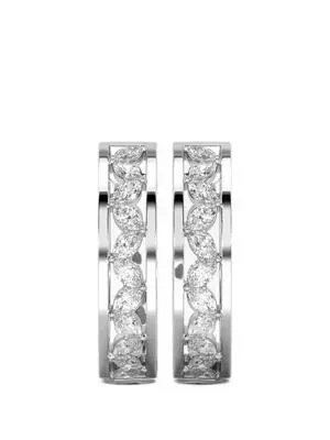 SOLO FOR DIAMONDS Diamond-embellished Marquise-cut Hoop Earrings - Silver