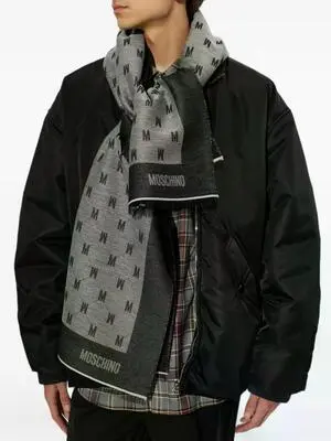 Moschino Monogram-pattern Logo-print Scarf - Black