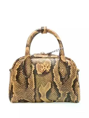 Amiri Snake-effect Logo Plaque Mini Bag - Brown