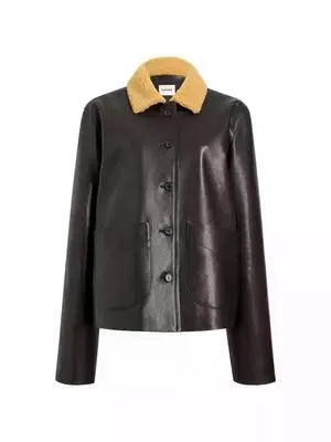 Khaite Wilson Shearling Collar Caban Jacket - Black