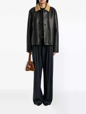 Khaite Wilson Shearling Collar Caban Jacket