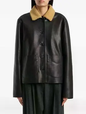 Khaite Wilson Shearling Collar Caban Jacket