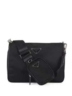 Prada Re-nylon And Saffiano-leather Shoulder Bag - Black