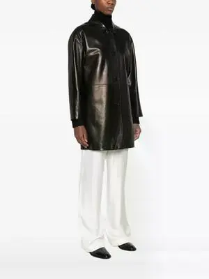 THE ROW Donata Button-up Leather Coat