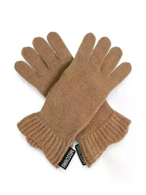 Moschino Logo-patch Knitted Gloves - Neutrals