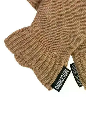 Moschino Patch Knitted Gloves - Neutrals
