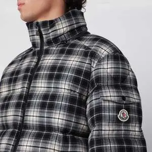 Moncler Ivory Check-pattern Down Jacket