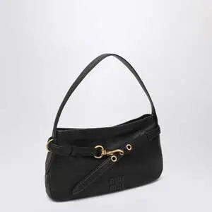 Miu Miu Nappa Shoulder Bag With Antique Gold Hardware - Black