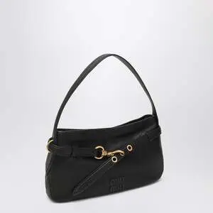 Miu Miu Nappa Shoulder Bag With Antique Gold Hardware - Black
