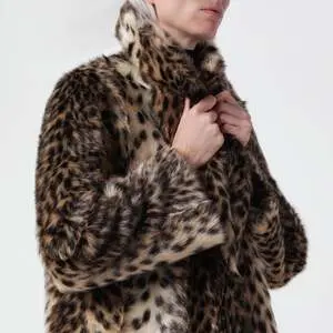 BB COUTURE Faux Fur Leopard Print Coat