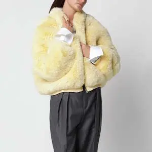 THE FRANKIE SHOP Faux Fur Bomber Jacket - Yellow