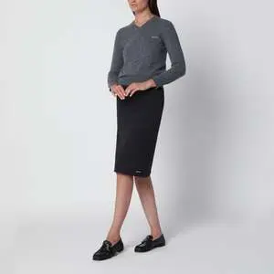 Miu Miu Virgin Wool V-neck Sweater - Grey