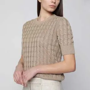 Max Mara Cable-knit Linen Crewneck Sweater