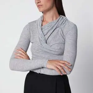 Source Unknown Draped Jersey Top With Asymmetric Neckline