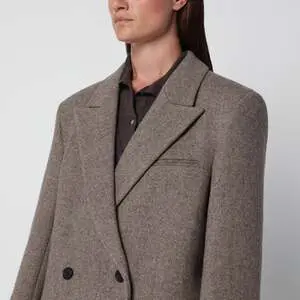 Source Unknown Reyna Double-breasted Herringbone Wool Coat